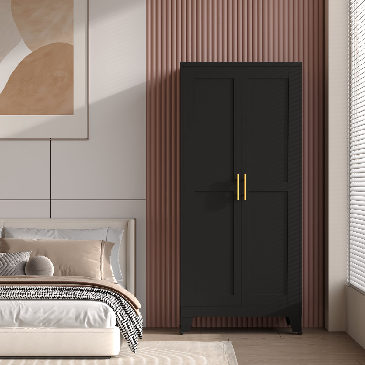 Winston Porter Modern Freestanding Wardrobe Armoire with Two Door & Reviews | Wayfair